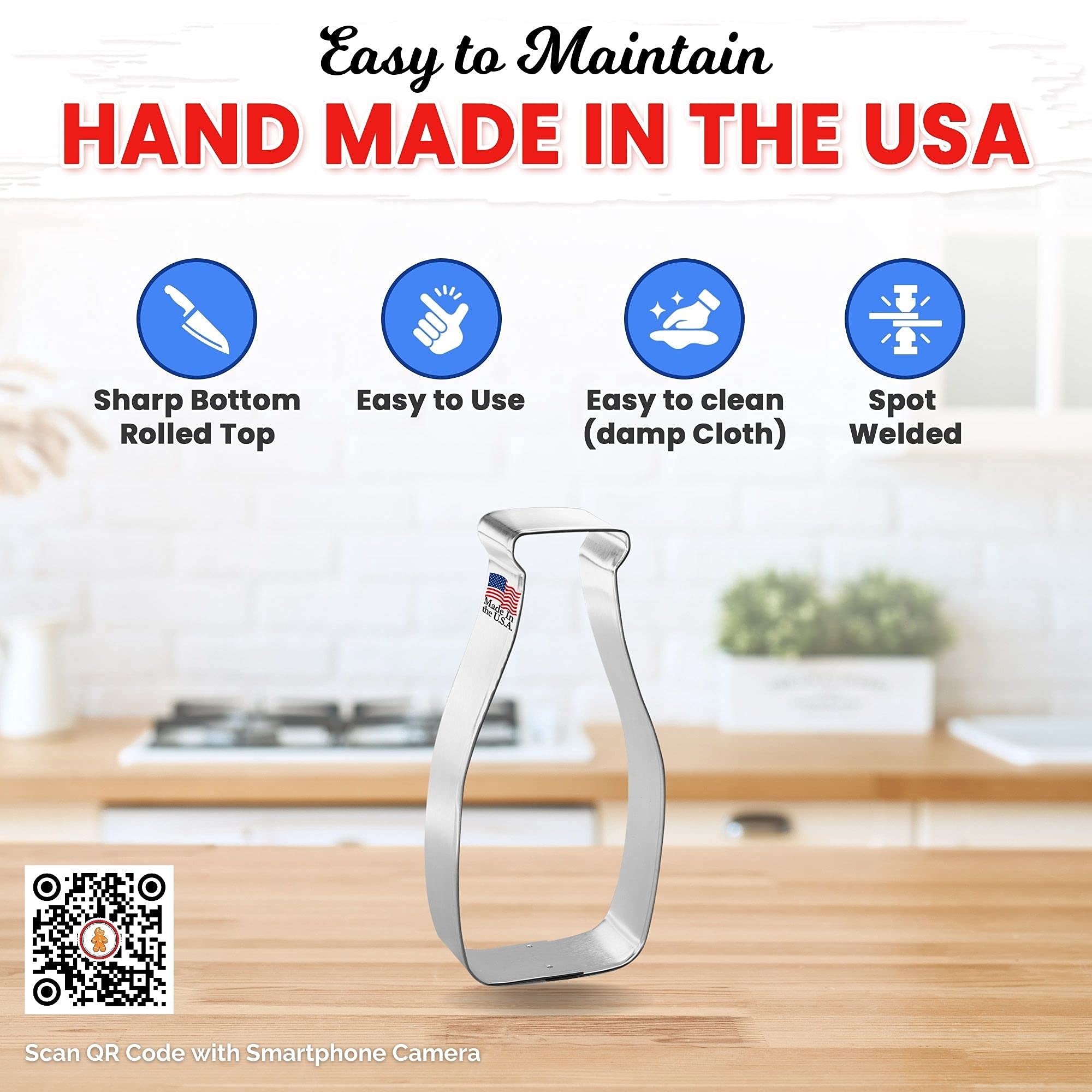 Milk Bottle Cookie Cutter 4.5 Inch β Made in the USA β Foose Cookie Cutters Tin Plated Steel β Milk Bottle Cookie Mold