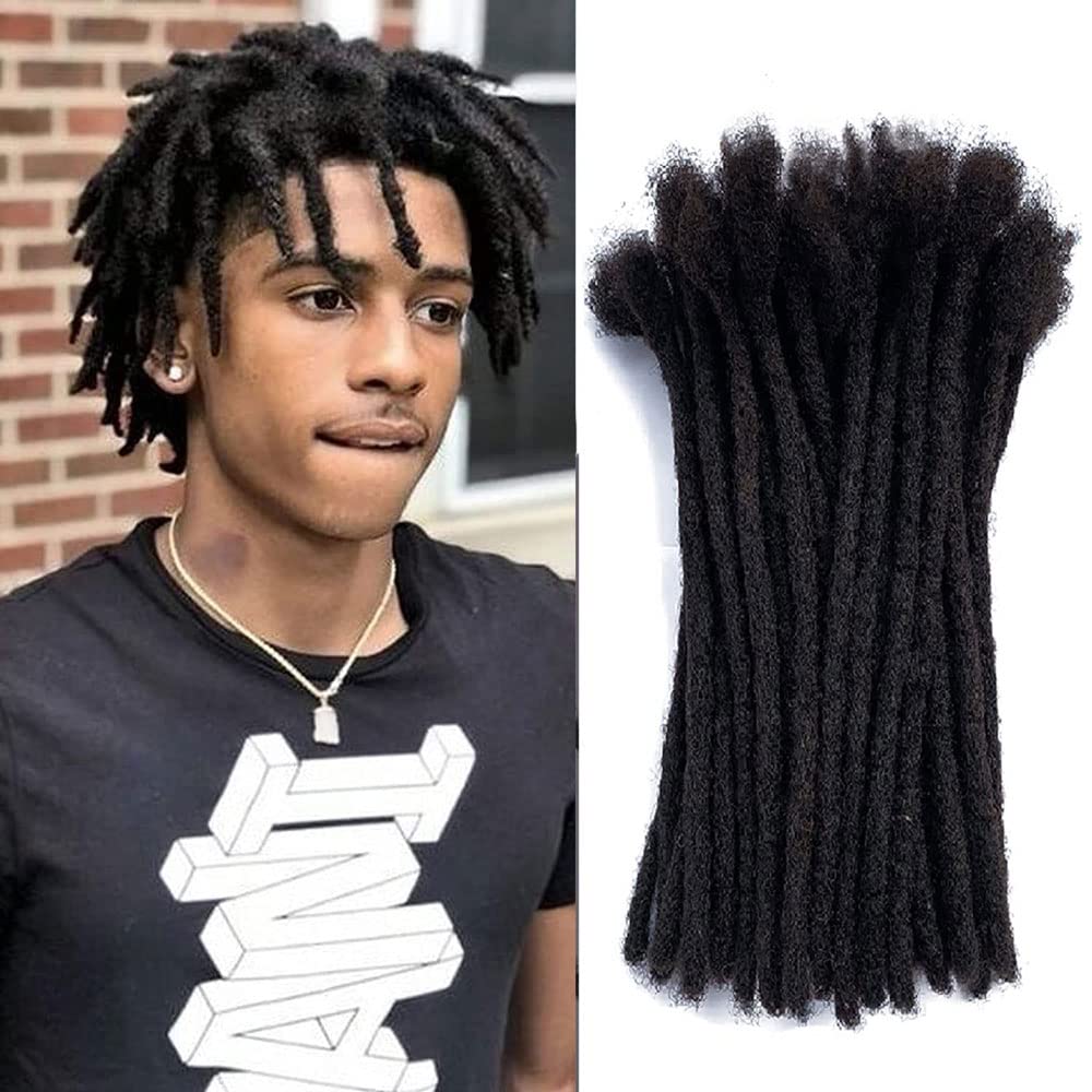 Kbeth 0.8cm Diameter Loc Extension 100% Human Hair Dreadlock Extensions for Man/Women Full Head Handmade loc Extensions Bundles Can Be Dyed Bleached Curled and Twisted 0.8cm 8 Inch 10 Strands