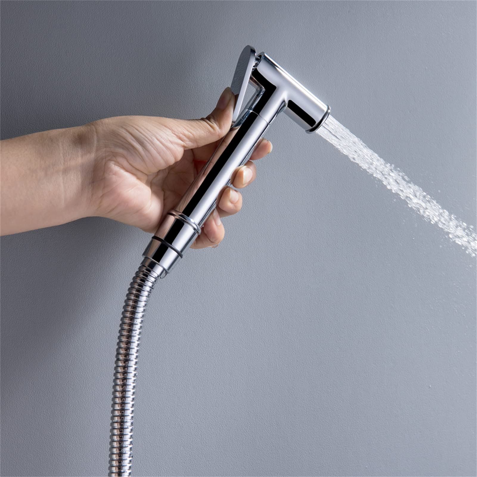MINJING Bidet Sprayer for Toilet, Wall Mounted Hot and Cold Bidet Faucet, Handheld Cloth Diaper Sprayer Kit,Gunmetal Gray
