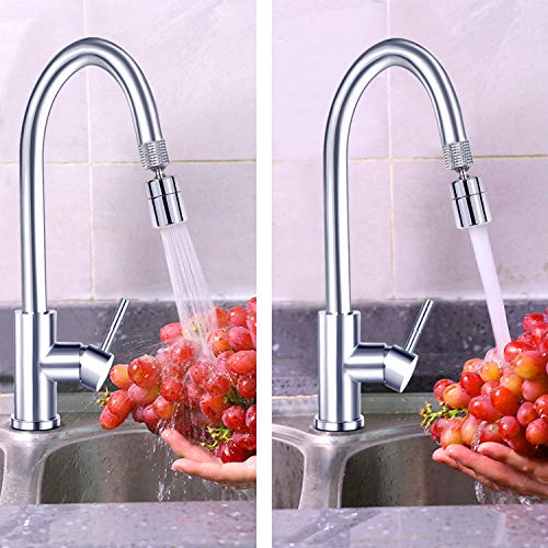 KWODE Faucet Aerator Sprayer Kitchen Sink 360-Degree Swivel Dual-Modes Faucet Head Attachment Female Thread with Male Thread Adapter