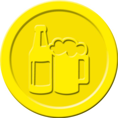 Sigel WM004 Tokens Beer, Yellow, Γ 0.98 inch, 100 pcs.