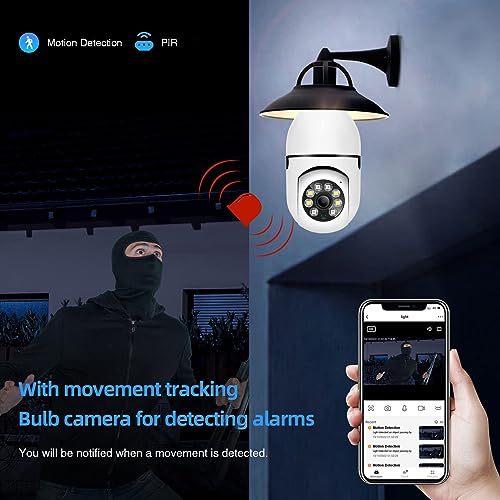 QAMY Optapower Light Bulb Security Camera,With Extension Link, Light Bulb Camera, 2.4g Wifi 360° PTZ Screw In Camera Light Socket Outdoor Works With Alexa & Google Assistant,Light Bulb Camera Outdoor