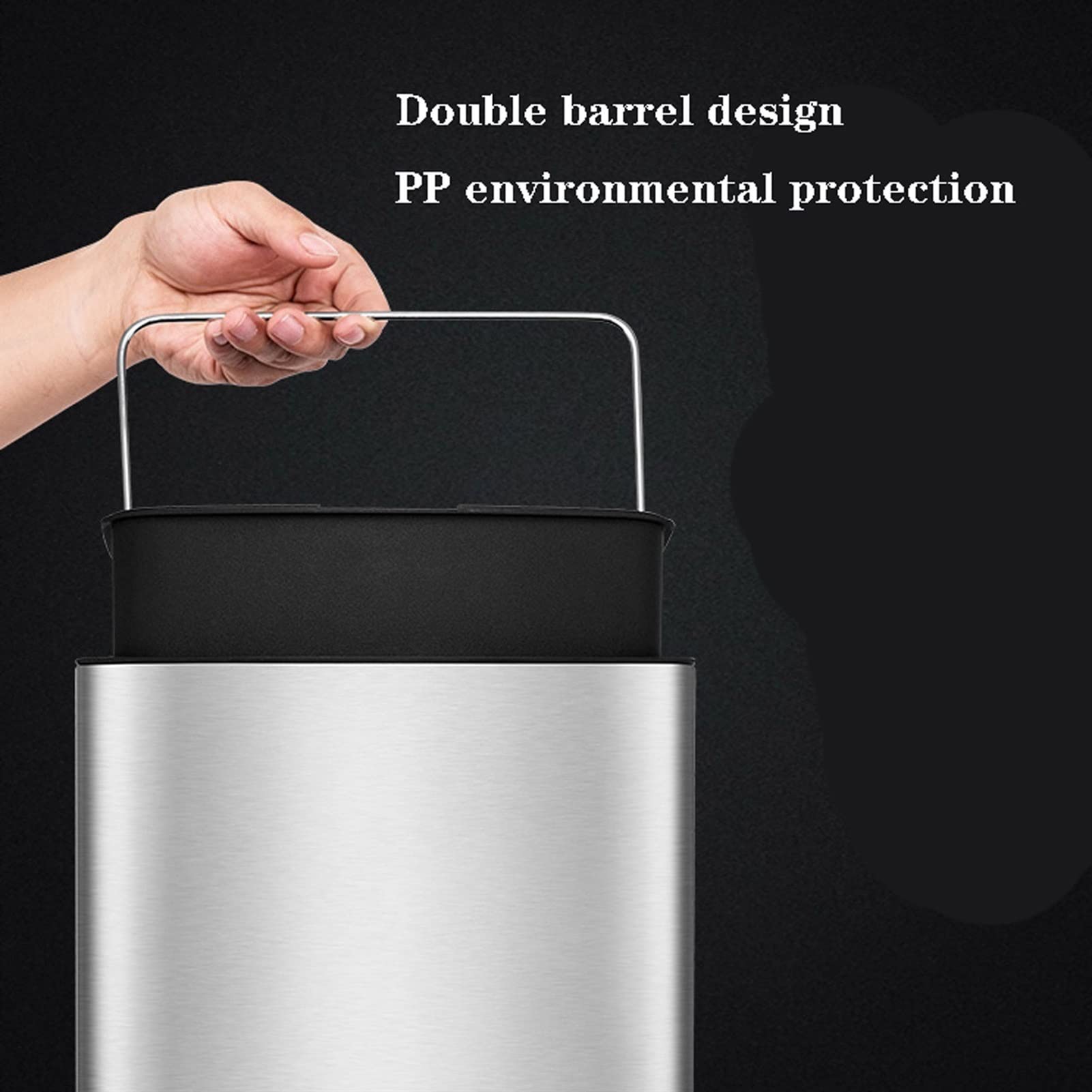 Garbage Recycling Bin Smart Home Electric Trash Cans Square Kitchen Trash Can with Lid Stainless Steel Induction Trash Can for Living Room Bathroom, 5 Colors Kitchen Trash Can (Black 15L)