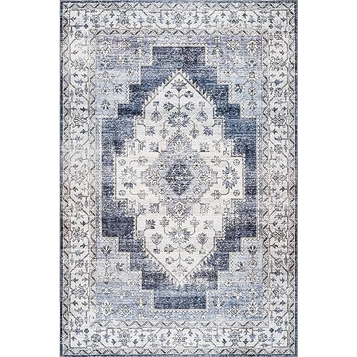 nuLOOM Dania Machine Washable Medallion Accent Rug, 2x3, Navy