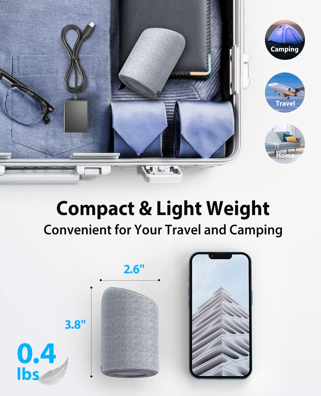 Jack & Rose White Noise Machine for Adults, Adults Sound Machine with Backlight Button & Fabric Design, Travel Sound Machine for Sleeping
