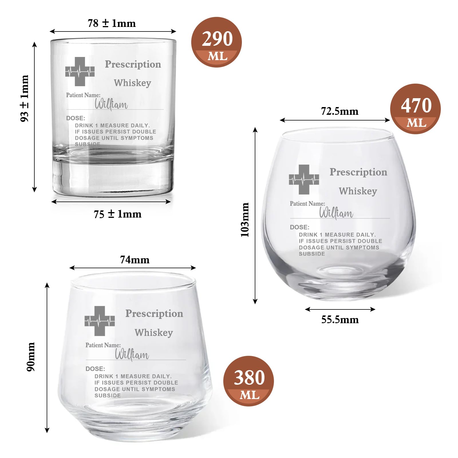 Personalized Prescription Whiskey Glass Gift - Custom Engraved Bourbon Whiskey Glasses for Fathers Day, Wedding - Personalized Cocktail Glass Premium Luxury Gift for Men Groomsman Dad