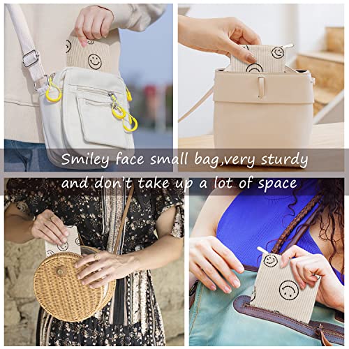 LYroo Small Makeup Bag Beige Mini Makeup Zipper Pouch Corduroy Makeup Bag Small Cosmetic Bag for Purse Essentials Items Women Coin Purse Aesthetic Stuff