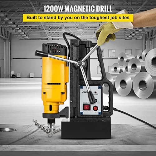 Mophorn 1200W Magnetic Drill Press with 9/10 Inch (23mm) Boring Diameter Magnetic Drill Press Machine 2920 Lbs Magnetic Force Magnetic Drilling System 500RPM Portable Electric Magnetic Drill Press