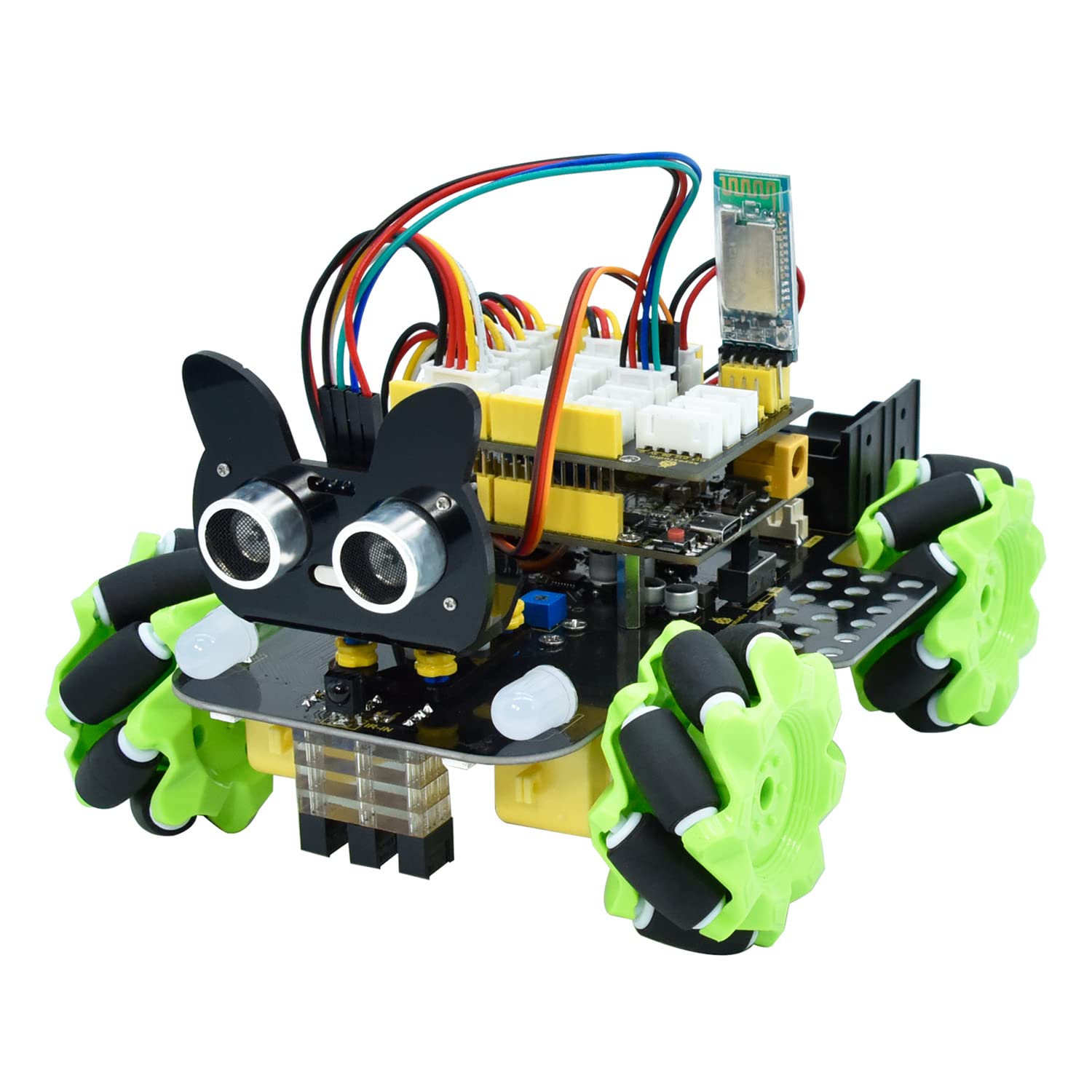 KEYESTUDIO 4WD Mecanum Car for Arduino,IR&Bluetooth Control, Ultrasonic Follow and Obstacle Avoidance,DIY Electronics Programming Stater Kit for Teens Adults,15+