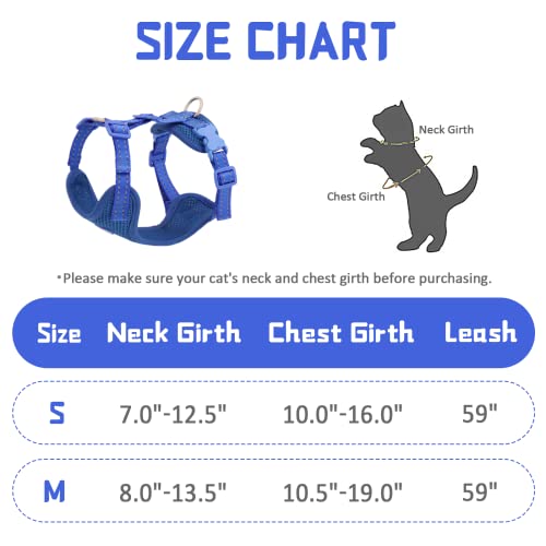 Supet Cat Harness and Leash for Walking Escape Proof, Adjustable Harness for Cats, Easy Control Small Cat Harness for Medium Large Kitten and Dogs