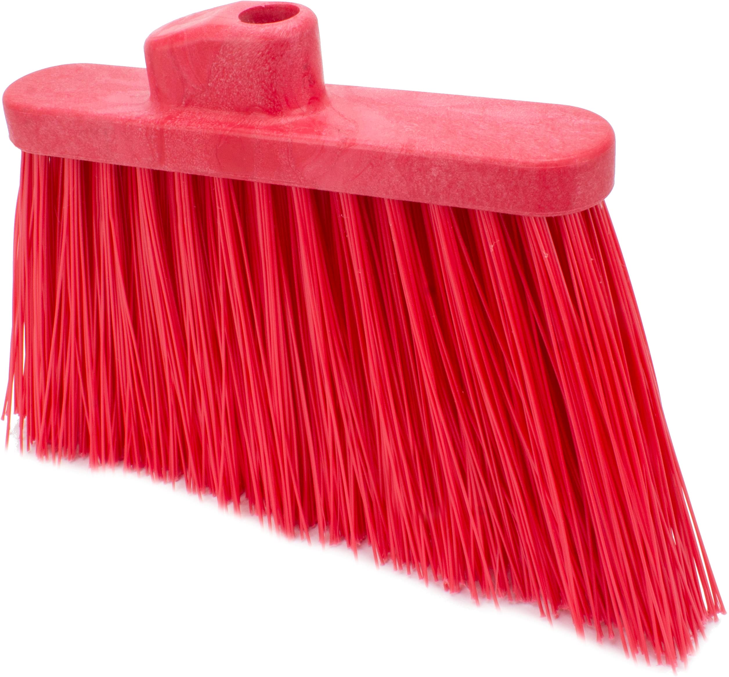 SPARTA Plastic Broom Head, Angled, Un-Flagged for Large Debris Indoor, Outdoor, Home, Restaurant, Lobby, Office, 12 Inches, Red