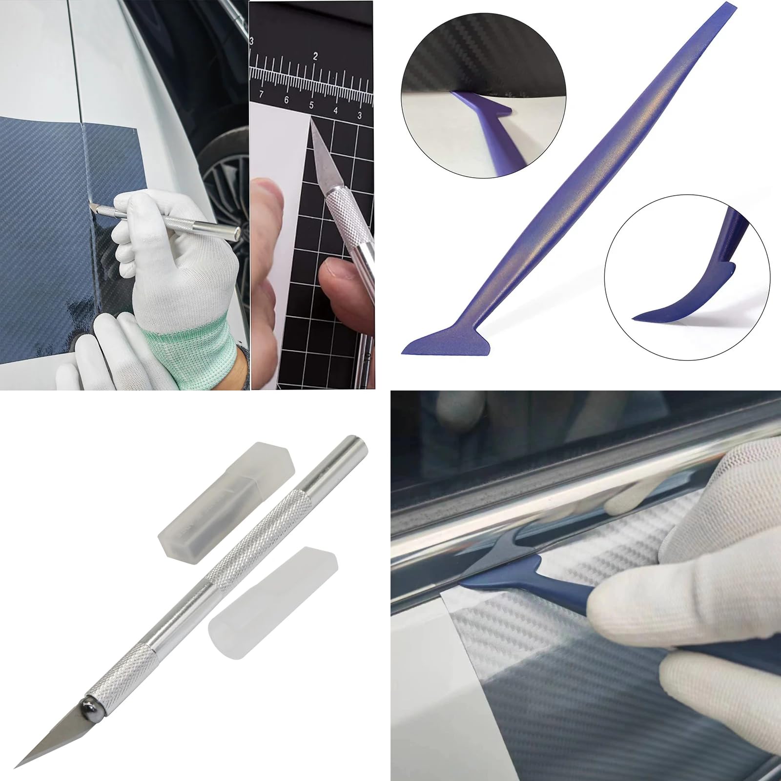 LZLRUN 10 PCS Automotive Vinyl Film Tool Kit, Window Film Installation Tools Wrap Squeegee Wallpaper Smoothing Tool Felt Squeegee Hard Scraper Vinyl Trimming Tool for Car Wrapping Installation