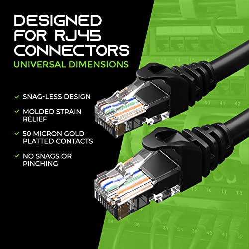 GearIT Cat6 Cable 0.5 ft 6 in - Cat 6 Ethernet Cable, Cat6 Patch Cable,Network Cable, Internet Cable - Black 0.5 Feet