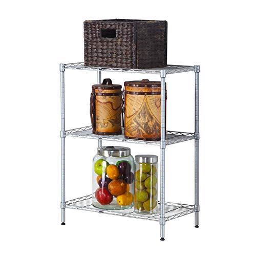 MengK Concise 3 Layers Carbon Steel & PP Storage Rack Silver