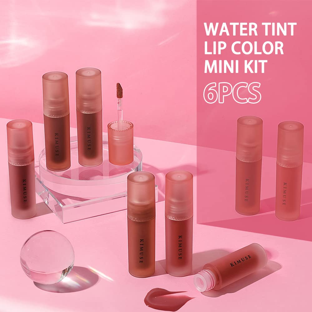 KIMUSE Water Gel Lip Tint 3 Colors Set, Highly Pigmented Long Lasting Moisturizing Glossy Lip Stains, Hydrate Lightweight Lip Gloss Makeup