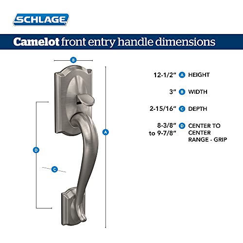 Schlage FE285 CAM 619 GEO Camelot Front Entry Handleset with Georgian Knob, Lower Half Grip, Satin Nickel