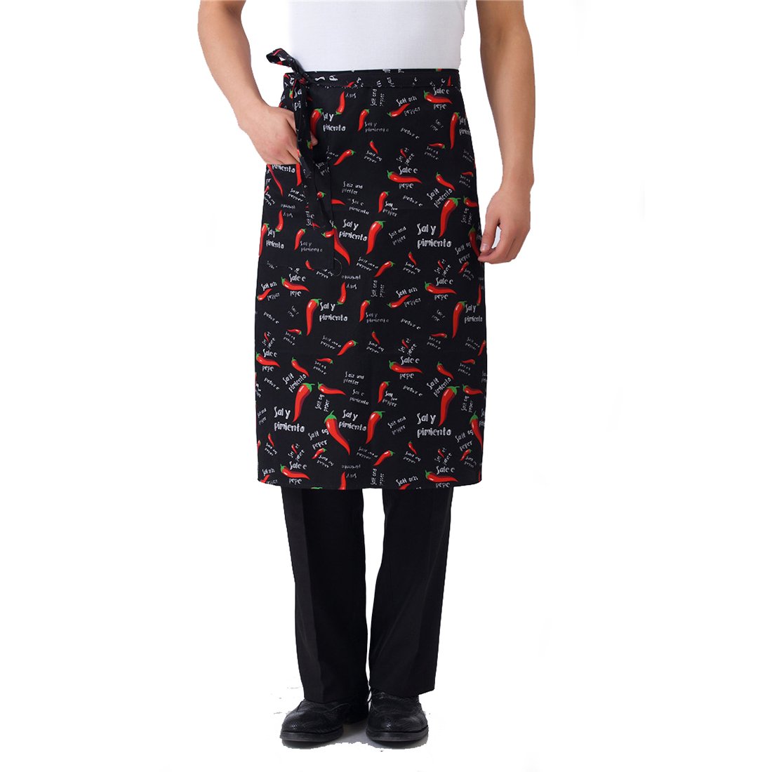 LISSOMPLUME Unisex Kitchen Half Waist Apron Restaurant Chef Cooking Work Bib Women Men Bistro Server Aprons