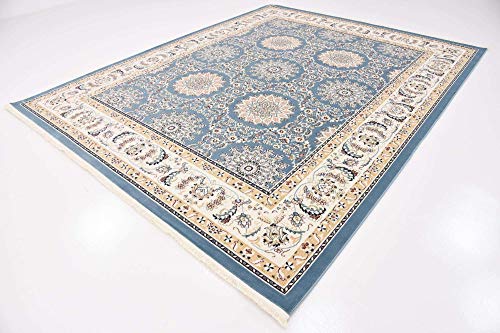 Unique Loom Narenj Collection Classic Traditional Textured Pattern Design Area Rug, 8' x 10' Rectangle, Blue/Beige