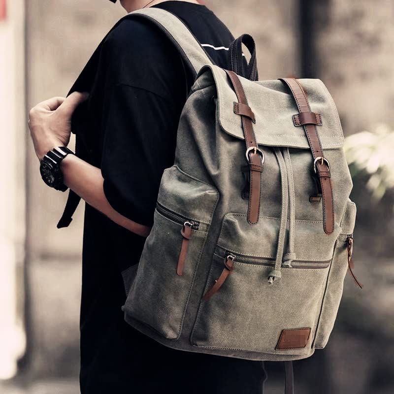 Geboldil Large capacity canvas waterproof backpack Retro backpack Travel backpack Computer bag
