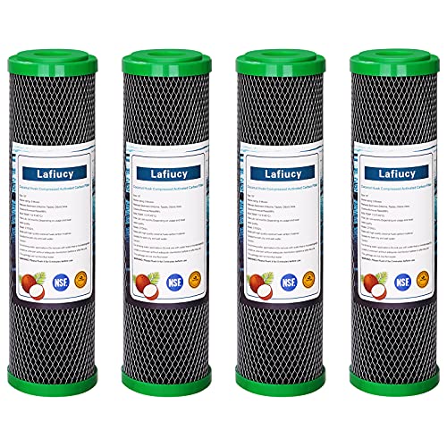Lafiucy 5 Micron 10"x2.5" Coconut Shell Activated Carbon Water Filter, CTO,4 Pack,Compatible with Home Under-Sink & Countertop Filtration System