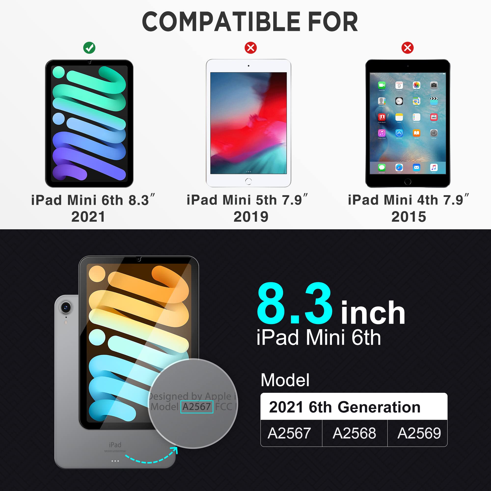 KingBlanc [1-Touch Installation Screen Protector for iPad mini 6th Generation (8.3-inch 2021) Tempered Glass Film with Auto Alignment Kit, 2.5D Round Edge, HD Clear, Scratch Resistant, Case Friendly