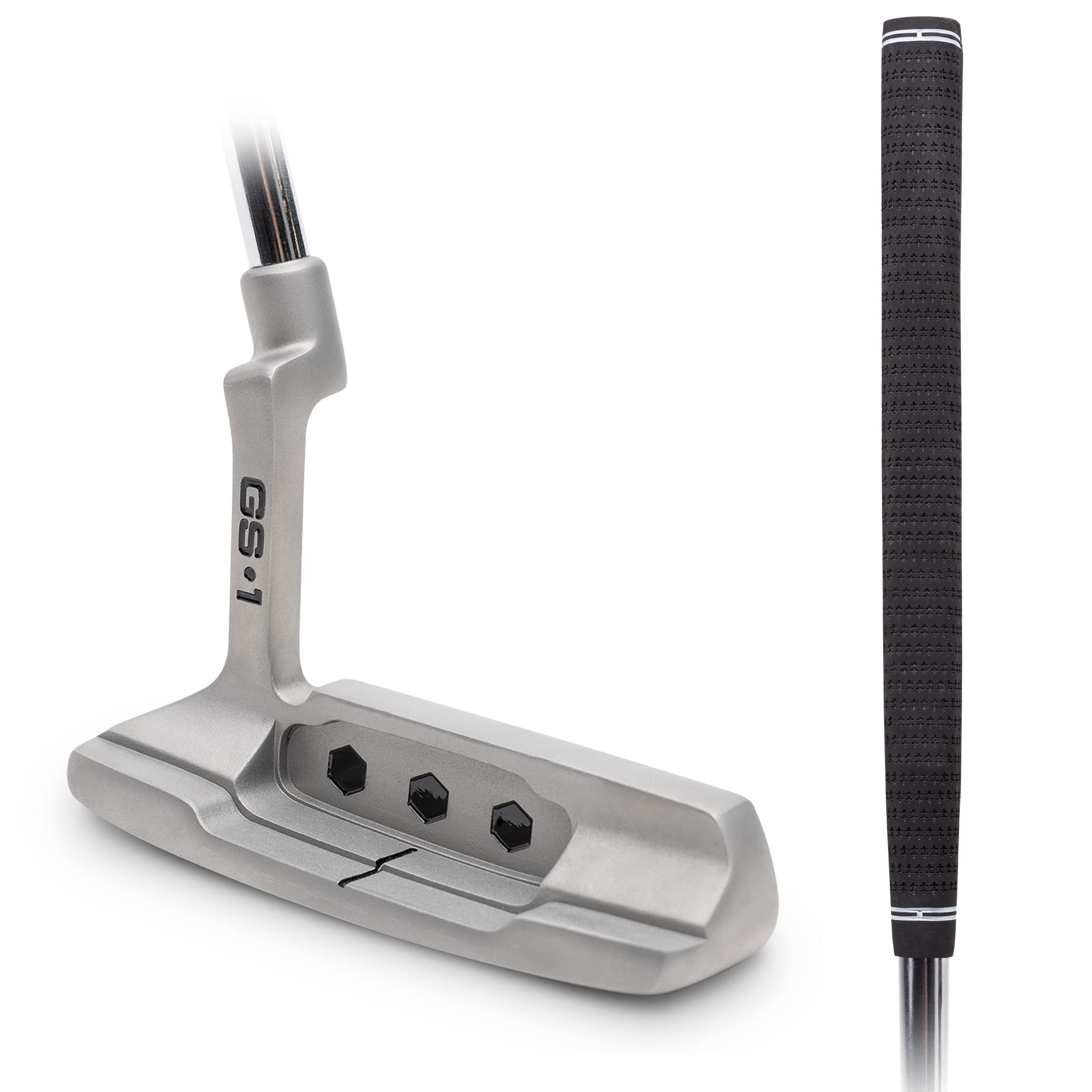 GoSports GS1 Tour Golf Putter â 34â Right-Handed Blade Putter with Milled Face, Choose Oversized Fat Grip or Traditional Grip, Silver