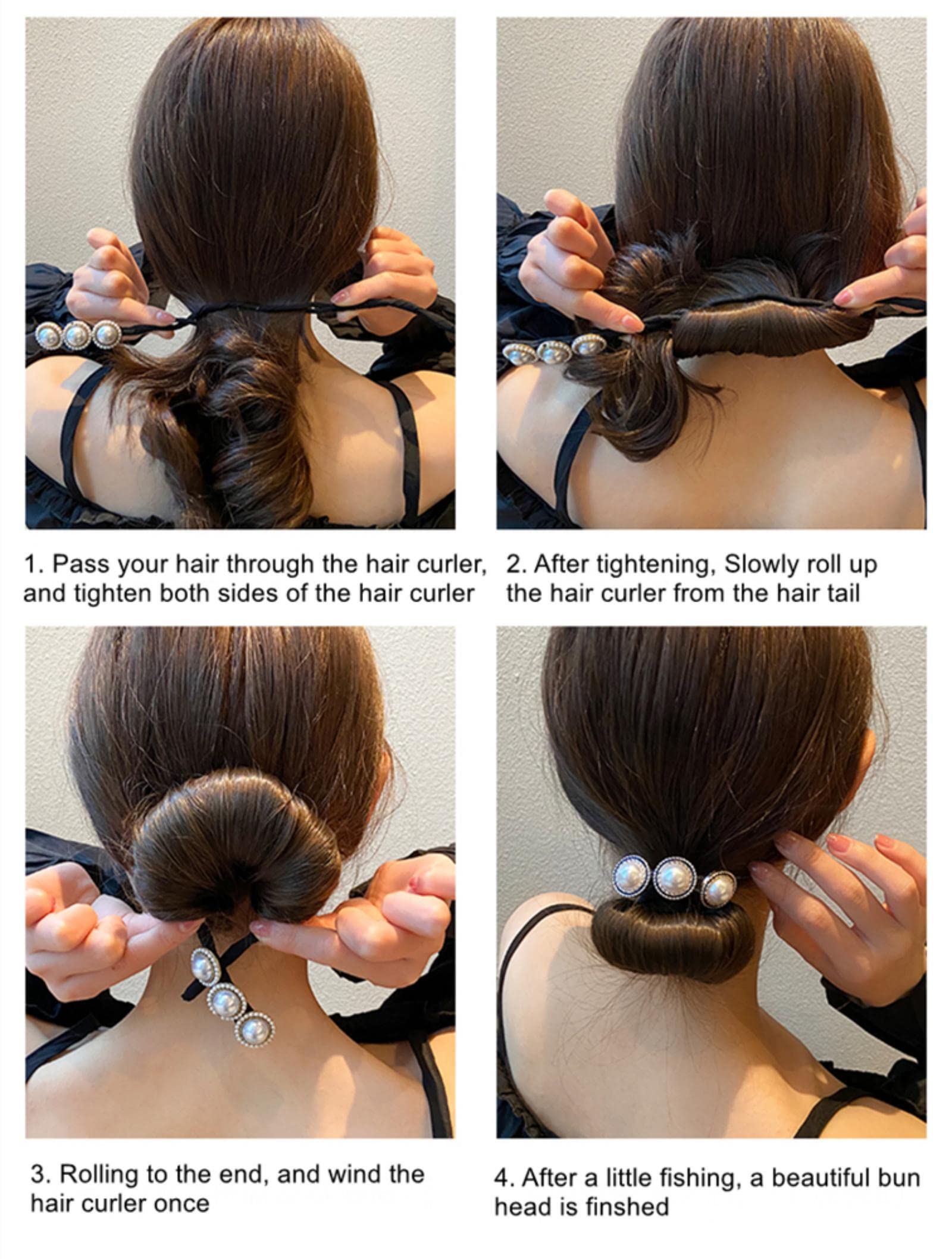 Kebolun Life 4 Pcs Tie Dye Deft Bun Hair Bun Makers for Women's Gradient French Twist Hairstyle - Velvet Scrunchie Classy Multicolor Cloth Magic Clip Reusable Quick Bun