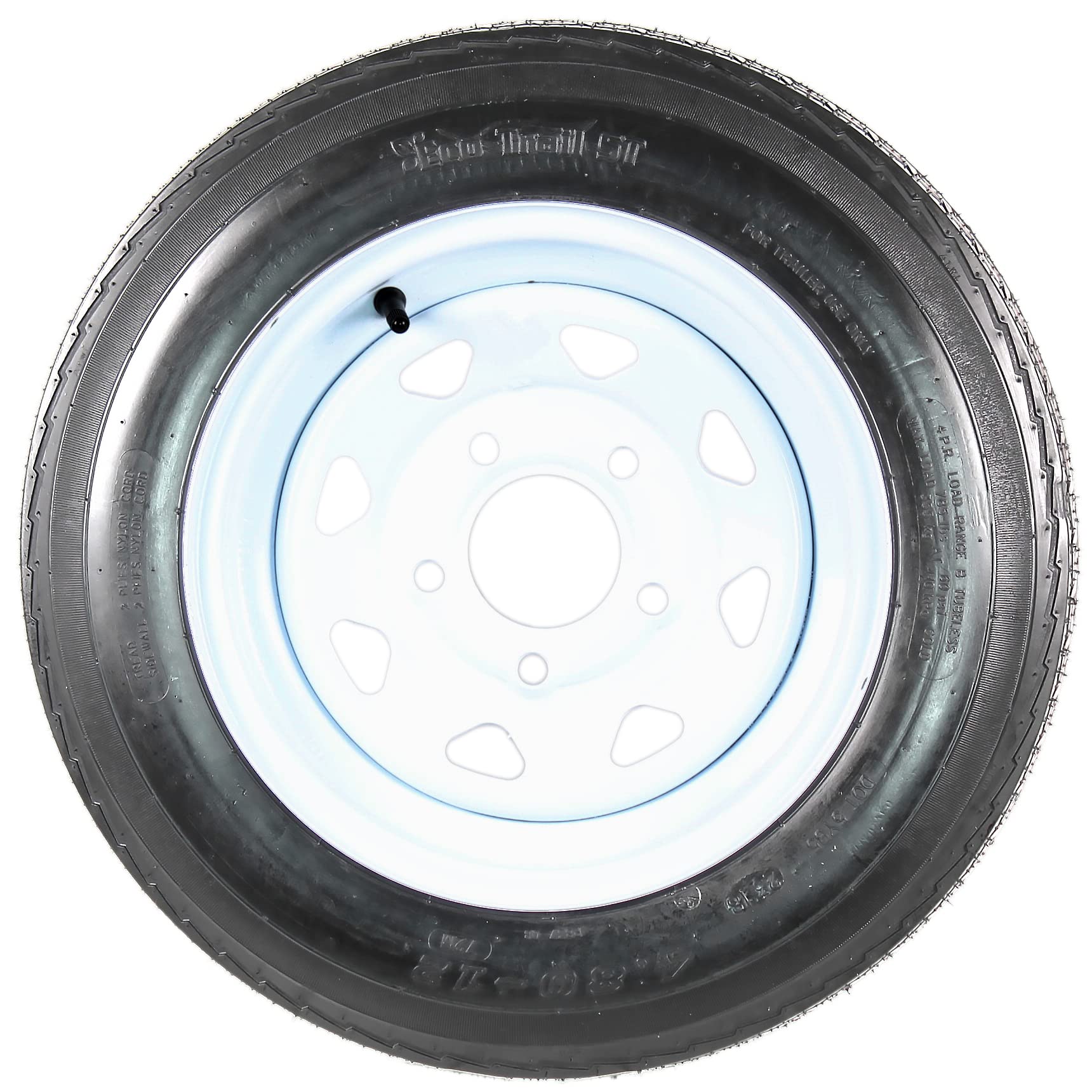 eCustomrim 2-Pack Trailer Tire On Rim 4.80-12 Load C 5 Lug White Spoke Wheel 30660-2 Year Warranty w/Free Roadside