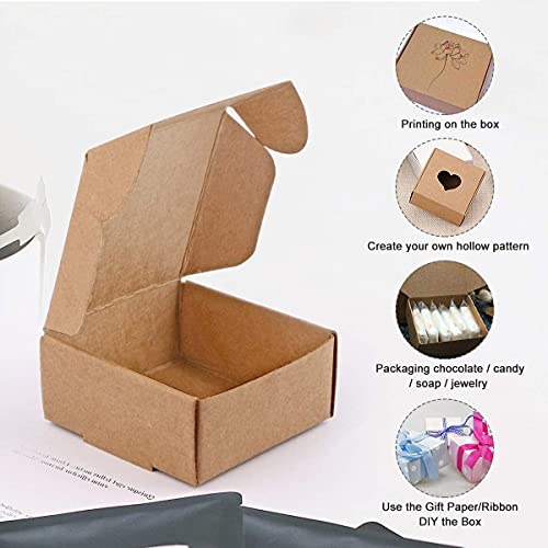 Sdootjewelry Small Kraft Gift Box, 30 Packs 4.13''×4.13''×1.57'' Mini Brown Kraft Paper Box Cardboard Ring Earring Jewelry Boxes