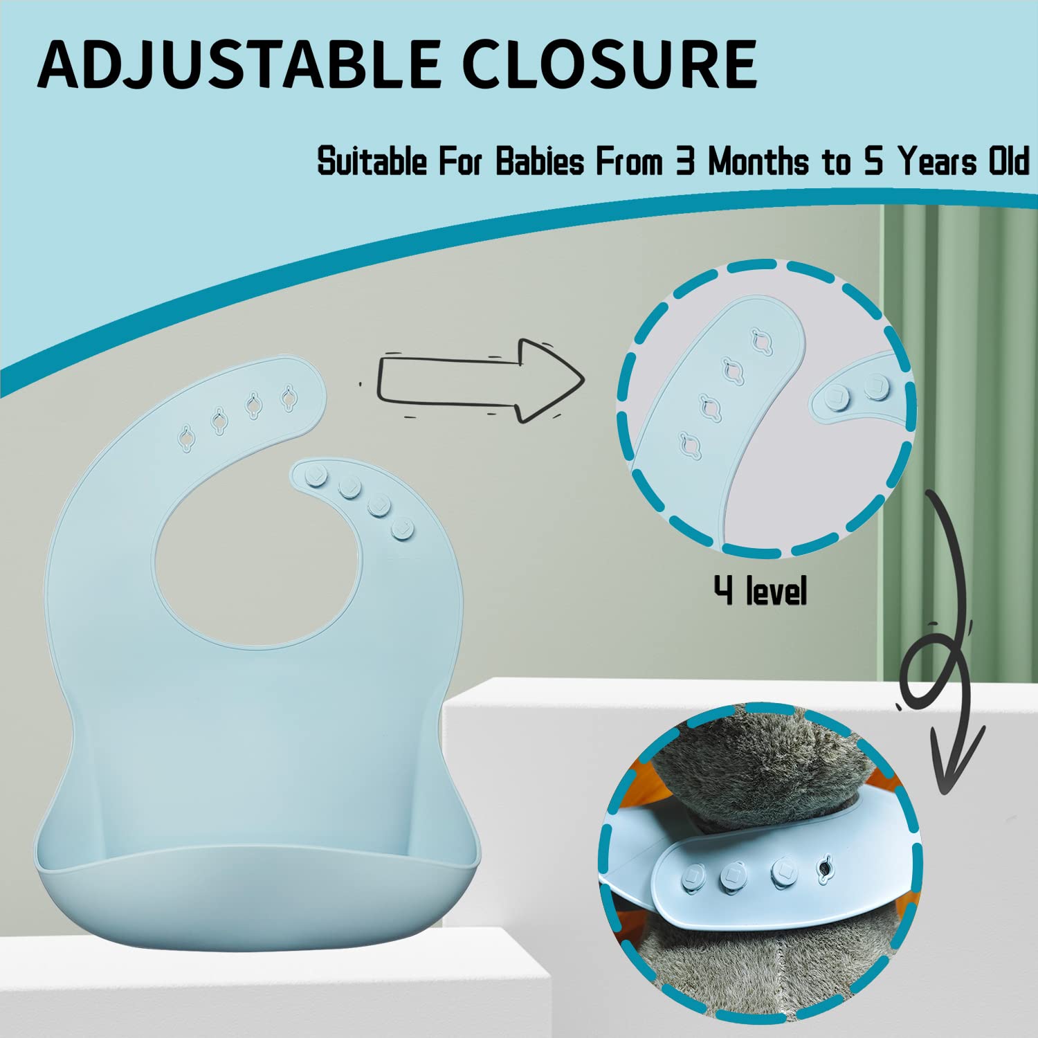Langmeil 8 Pcs Silicone Baby Feeding Set, Baby Led Weaning Supplies, Cute Squirrel, Silicone Suction Bowl Divided Plate Adjustable Bib Soft Silicone Spoon Fork Cup, Baby Self Feeding Utensils(Blue)