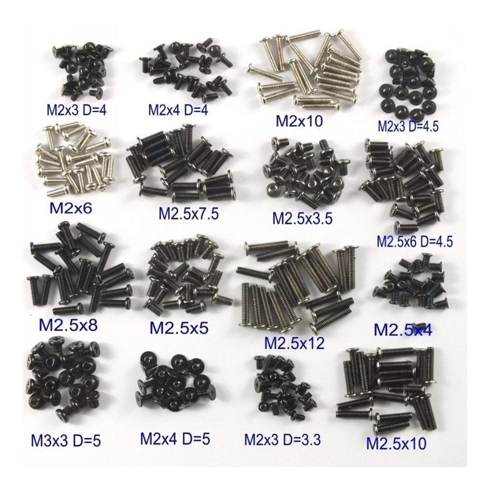 KHGWERO CZMY 320Pcs/Set Laptop Computer Notebook Screws Kit Assemble Fastening Flat Head Black Repair Case for IBM Dell Lenovo Samsung