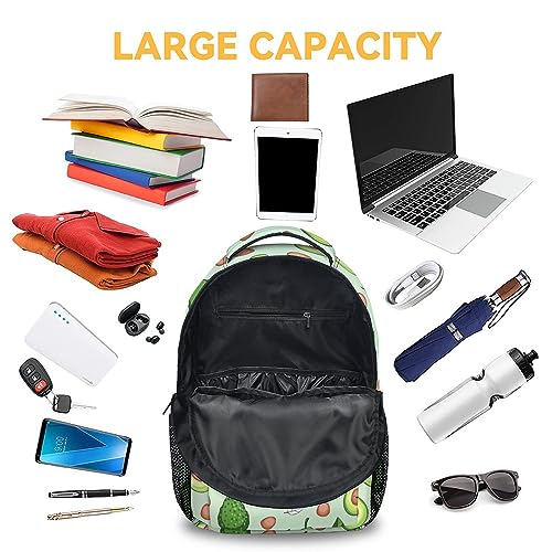 WARMRUG Avocado Girls Backpack for School, 16 inch Green Backpacks for Kids, Cute Lightweight Bookbag for Middle School