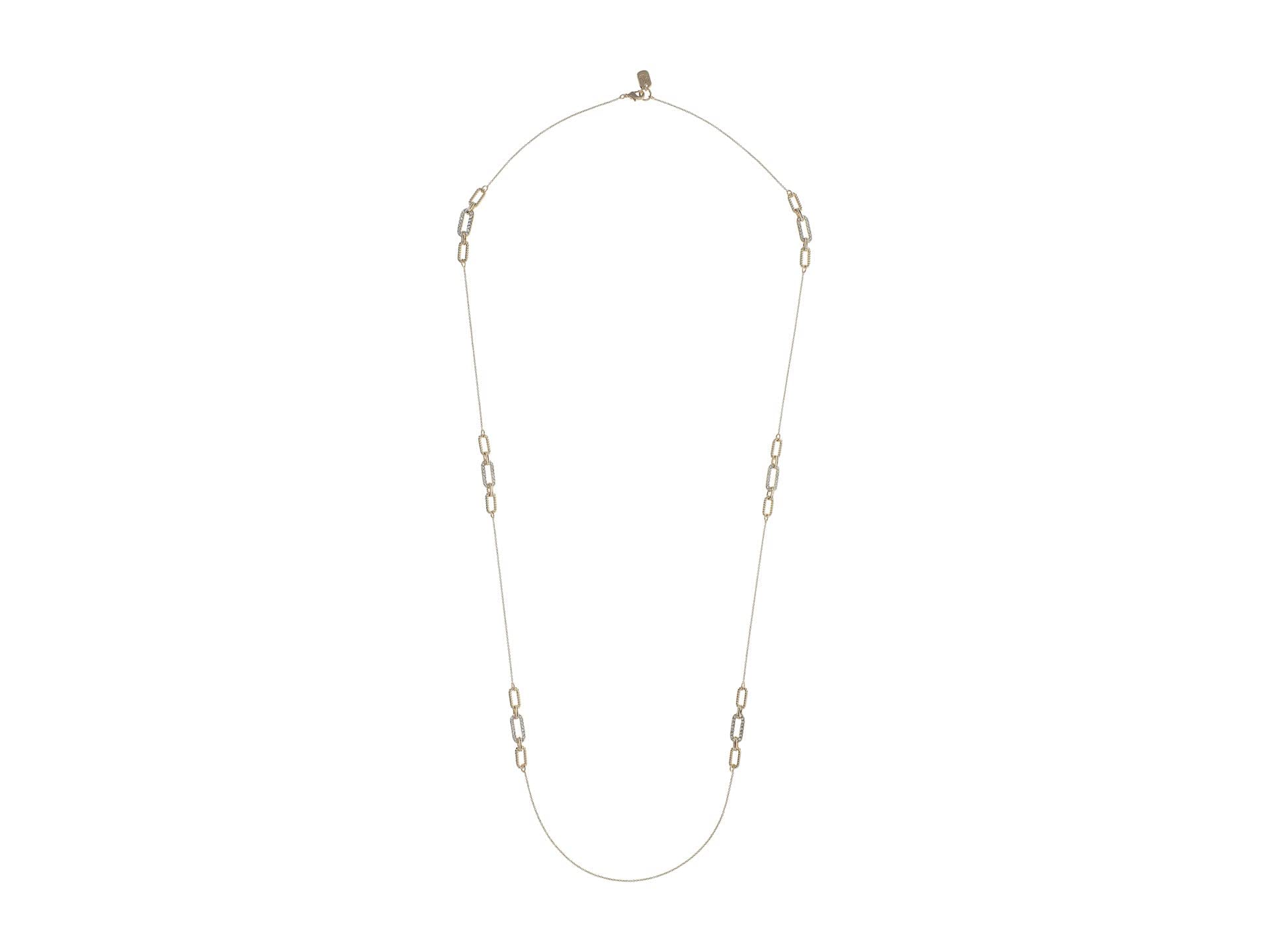 Lauren Ralph Lauren Twisted Rope Pave Link Strandage Necklace Gold/Crystal One Size