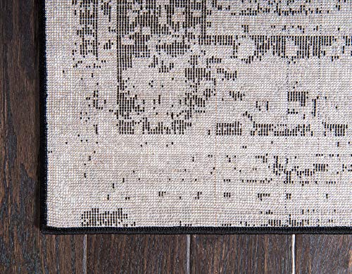 Unique Loom Sofia Collection Area Rug - Salle Garnier (6' 1" x 9' Rectangle, Black/ Ivory)