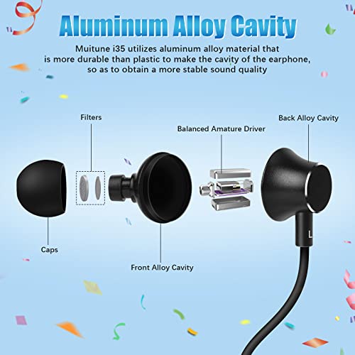 Muitune Bluetooth Headphones 120 Hours Extra Long Playback with Microphone Headset, i35 Balanced Armature Drivers Stereo in Ear Wireless Earbuds, Waterproof Workout Neckband Headphones (Teal)