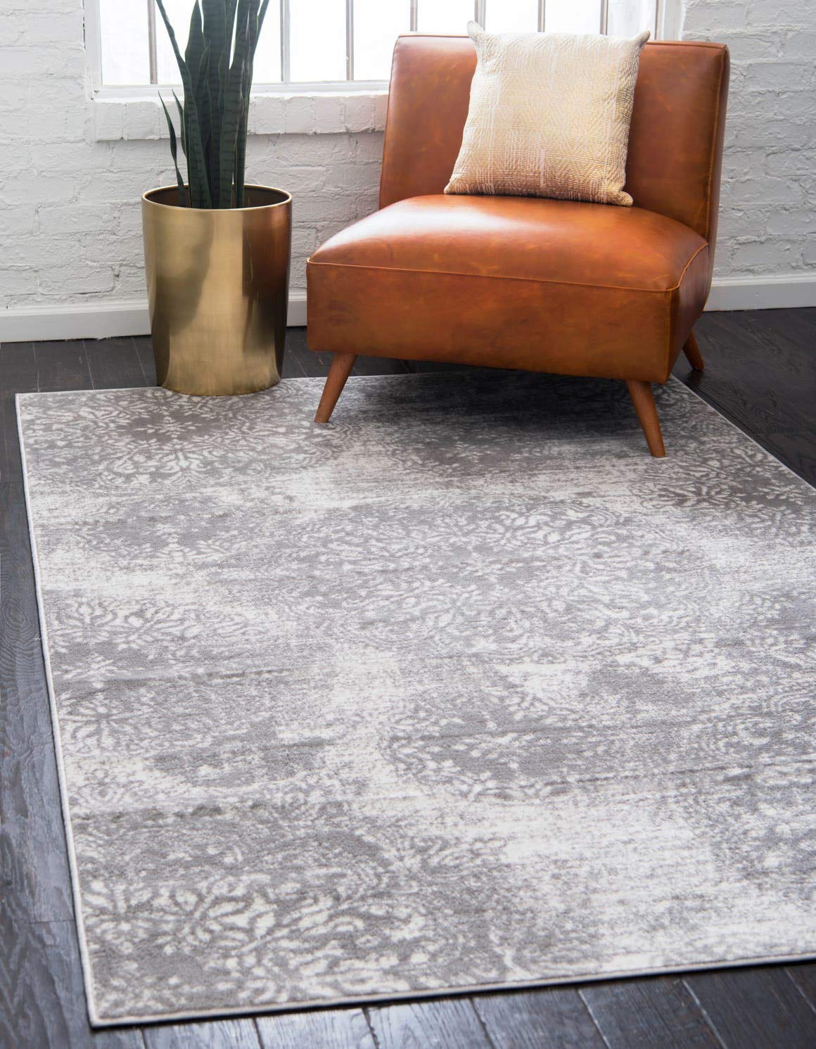 Unique Loom Sofia Collection Area Rug - Grand (6' 1" x 9' Rectangle, Light Gray/ Ivory)
