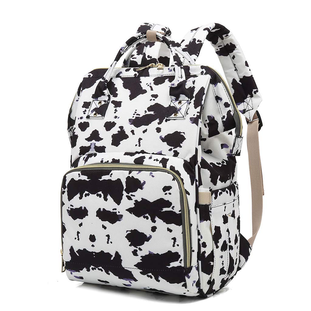 fengchensety Cow Spots Print Diaper Bag Backpack Maternity Baby Changing Bag Backpacks