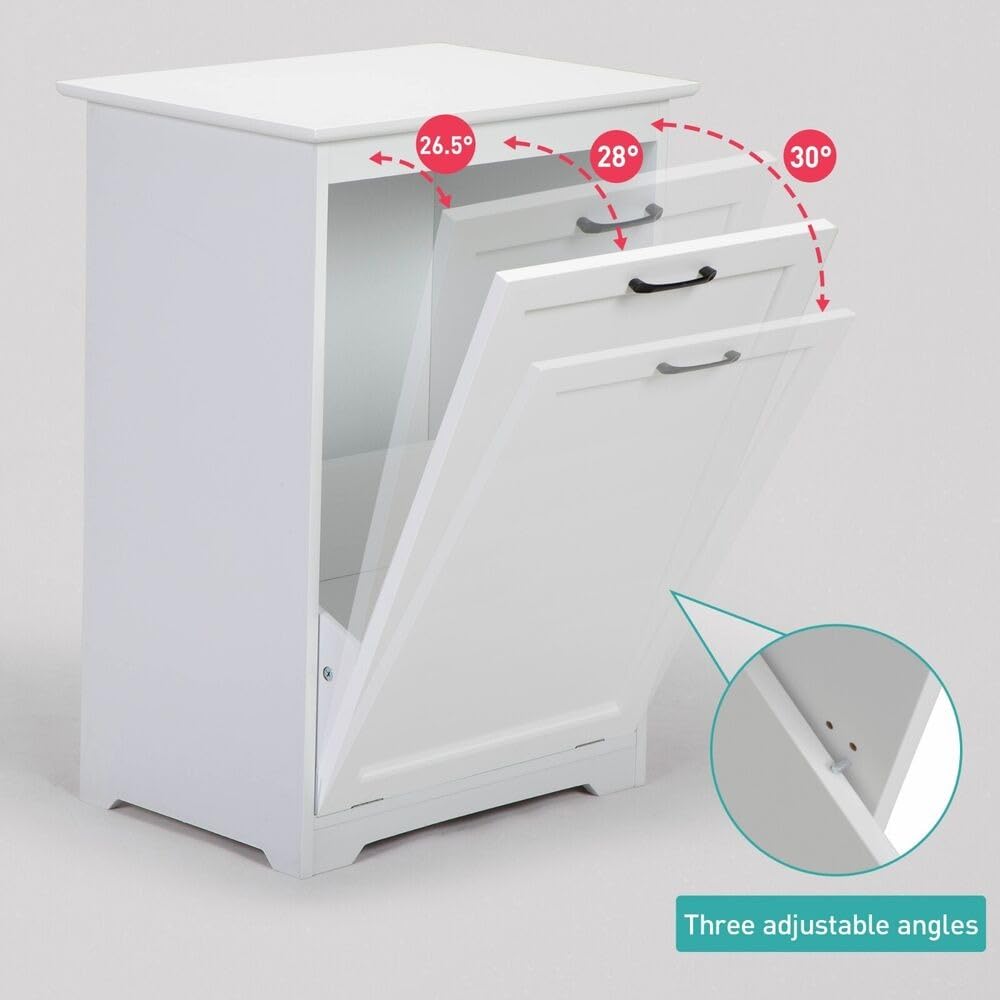 Modern Wooden Tilt-Out Trash Cabinet - Stylish Kitchen Garbage Can Holder & Recycling Storage Solution