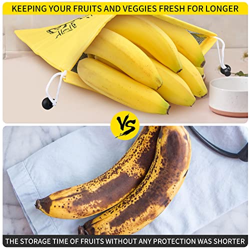 oJoKing Banana Storage Bag Extended Shelf Life,Keep Tt Longer Up To 2 Weeks Stop Food Waste,Washable Storage Bag Potato Sack Reusable Food Saver Bags Seed Sack Bags