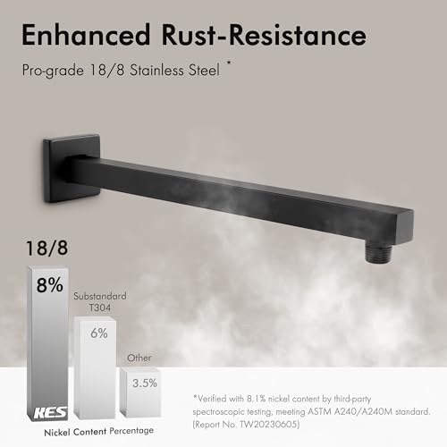KES Matte Black Shower Faucet Set Shower With Valve, Rain Shower Head Shower Faucets Sets Complete Pressure Balance Shower System, XB6210-BK