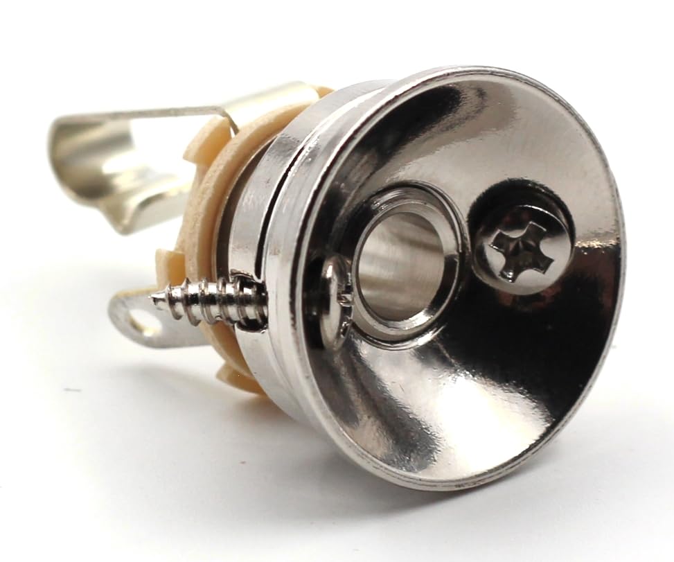 Electrosocket Jack Plate for Telecasters - Polished Nickel Finish + Switchcraft J11 Mono Jack