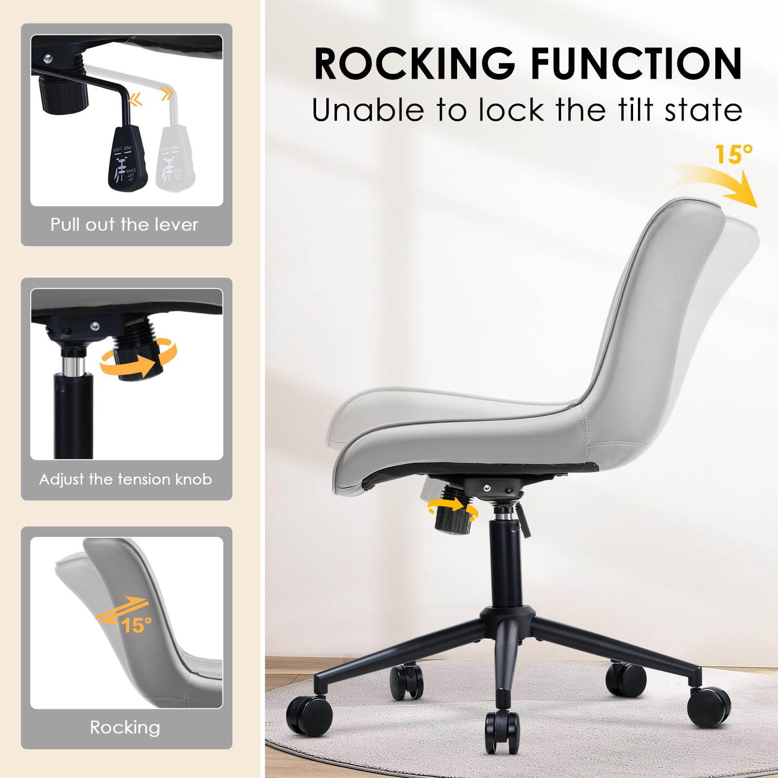 naspaluro Modern Office Chair Grey