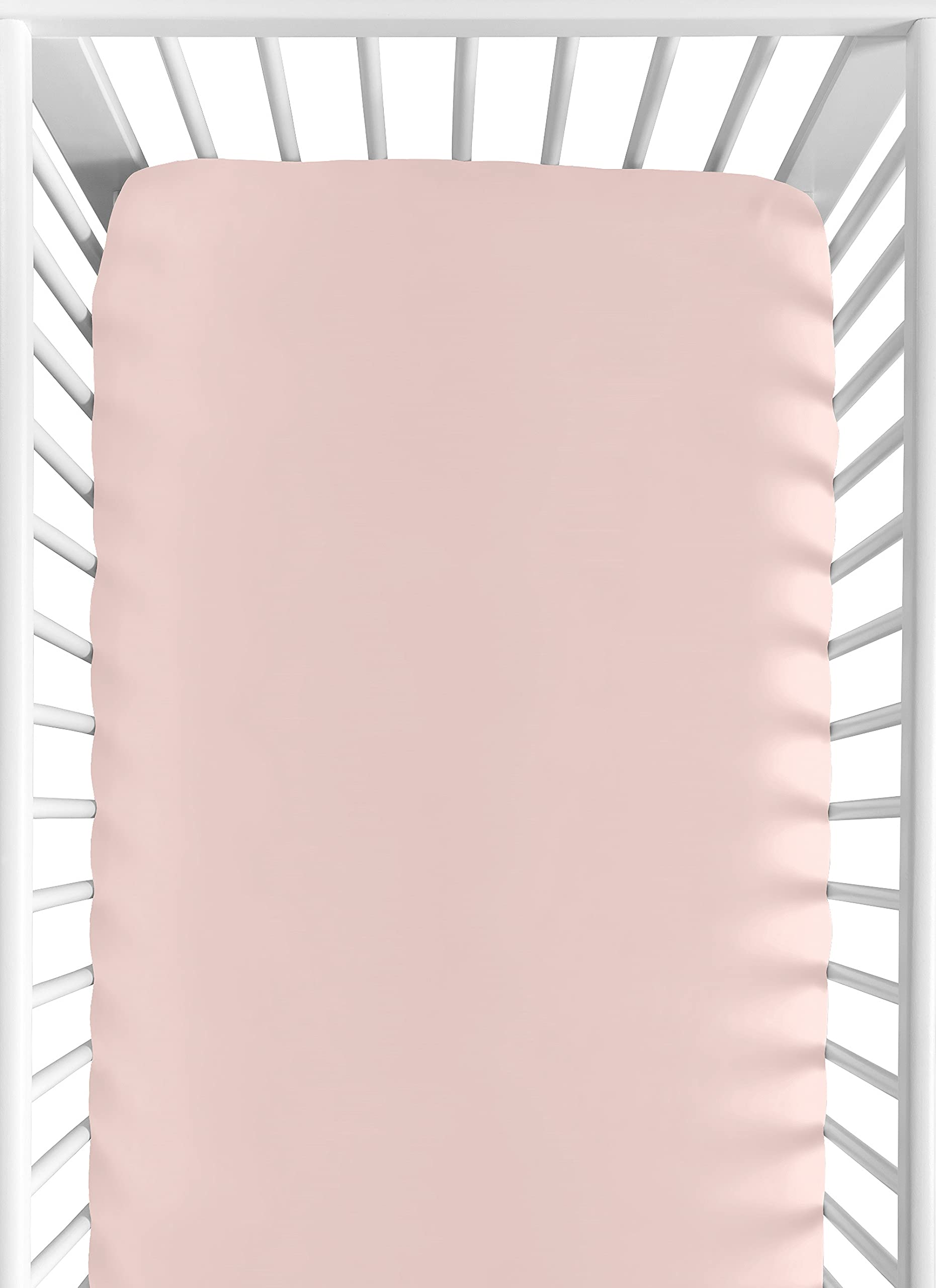 Sweet Jojo Designs Solid Pink Girl Fitted Crib Sheet Baby or Toddler Bed Nursery - Solid Color Blush for White Boho Bohemian Farmhouse Shabby Chic Designer Modern Minimalist Cotton