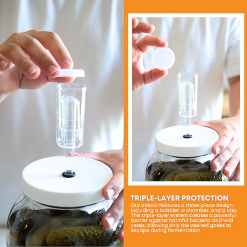 FastRack - Wide Mouth Glass Jar with Lid and Econolock Airlock, Large , 1 Gallon , Clear