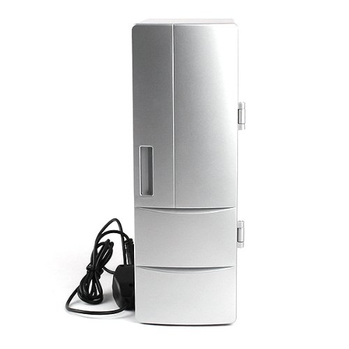Mini PC USB Cooler & Warmer, HQF® Portable USB Beer Beverage Drink Cans Fridge Cans Cooler Warmer for Cold/Hot Beverage Drinks (Silver, Bigger Size)