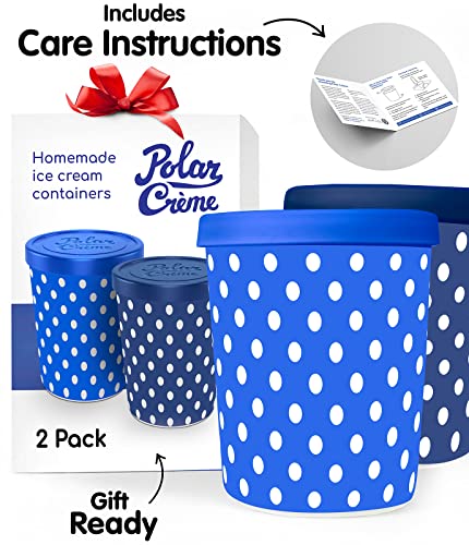 Polar Creme Ice Cream Containers for Homemade Ice Cream - 2 Containers - 1.5 Quart Each