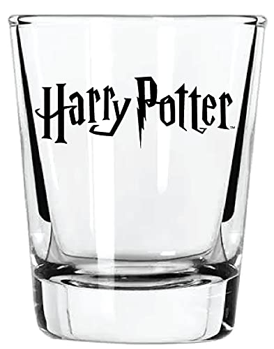 Harry Potter Shot Glass Set - 2 oz. Capacity - Set of 4 Glasses - Gryffindor, Slytherin, Hufflepuff, Ravenclaw