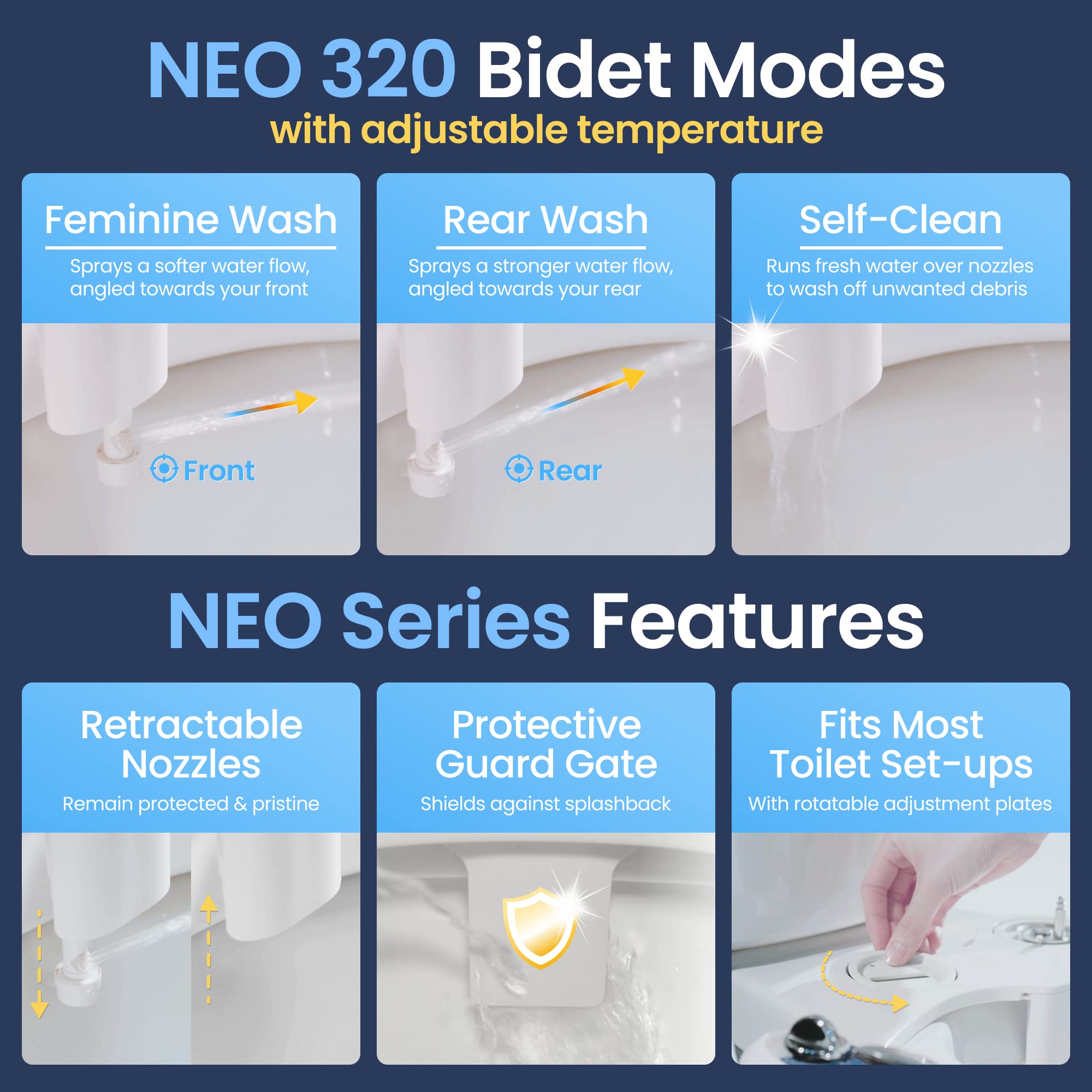 LUXE Bidet NEO 320 Rose Gold and LUXE Elongated Toilet Seat Bundle
