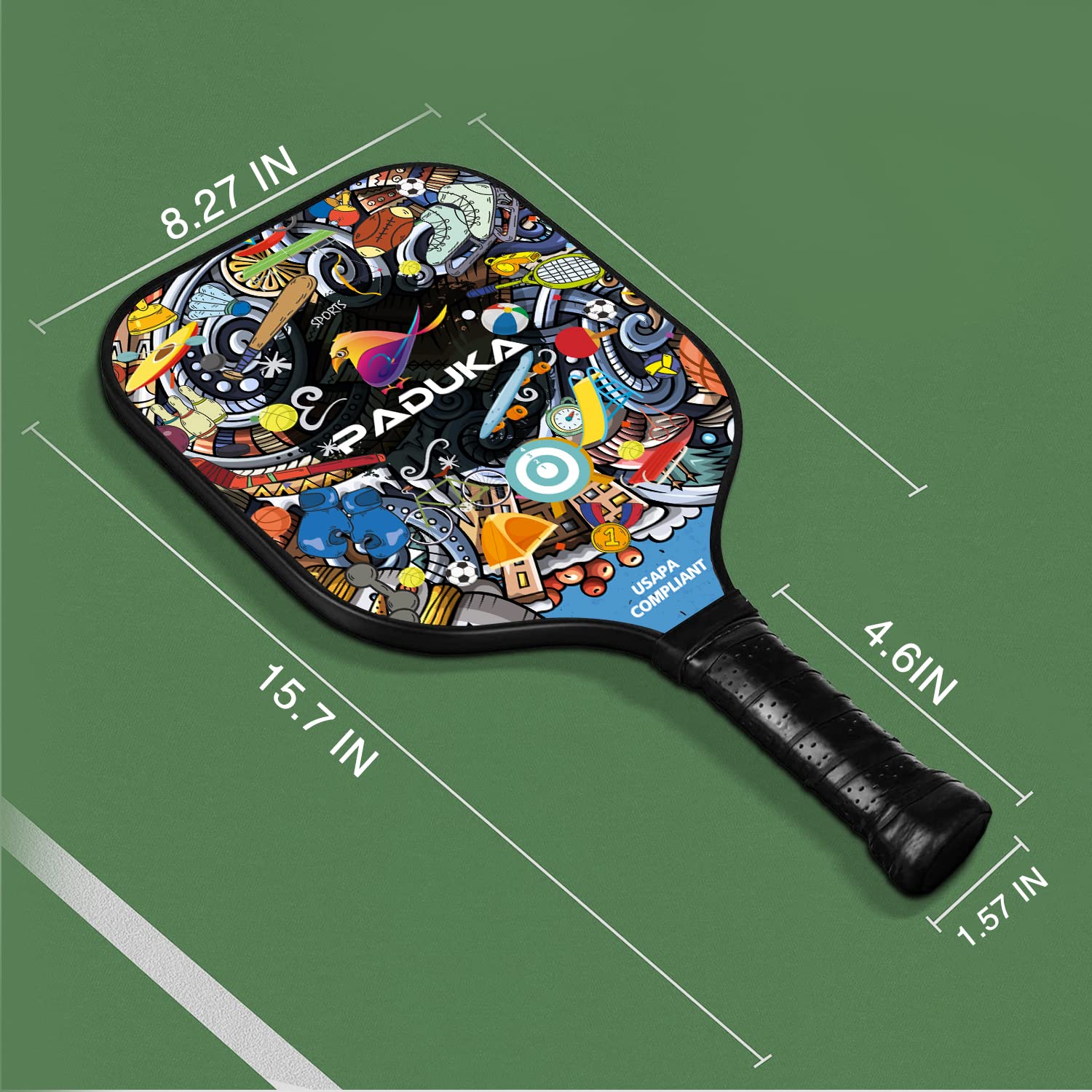 Graphite Pickleball Paddles Set, Carbon Fiber Lightweight Pickleball Racket with Cover and Balls, Ergonomically Designed Grip with Comfortable Grip and Stability