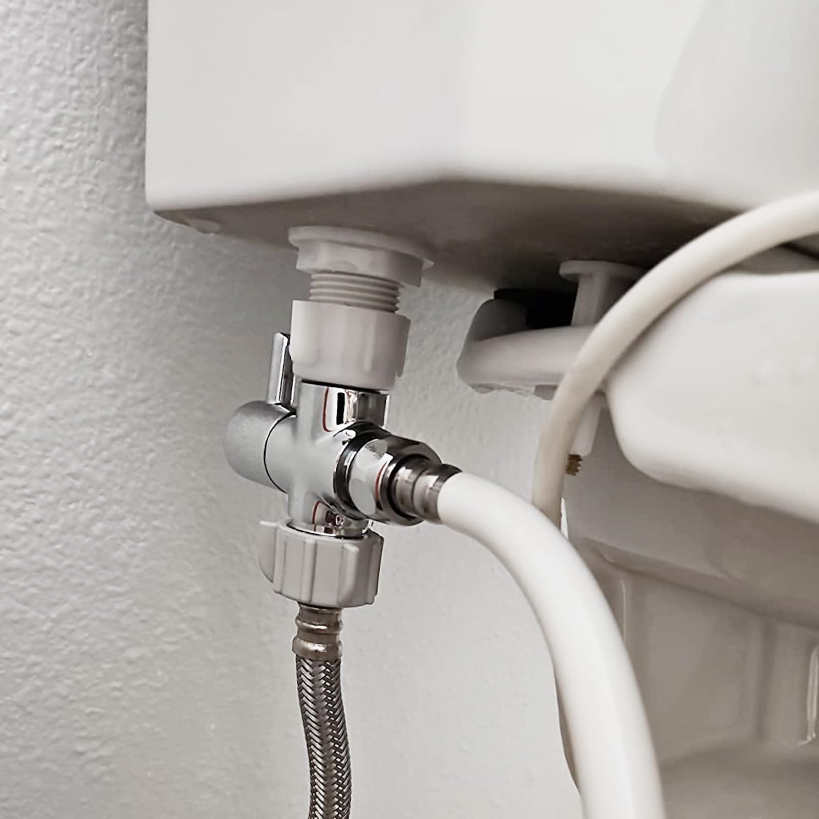 OFFO Shower Diverter Valve, T Adapter with Shut off Valve, 3 Way 7/8” or 15/16” x 7/8” or 15/16” x 1/2” All Metal T Valve Adapter Attachment for Sprayer Brass